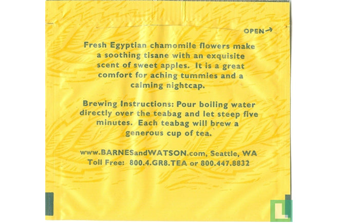 Barnes and Watson Chamomile Tea – Vaneli's Handcrafted Coffee