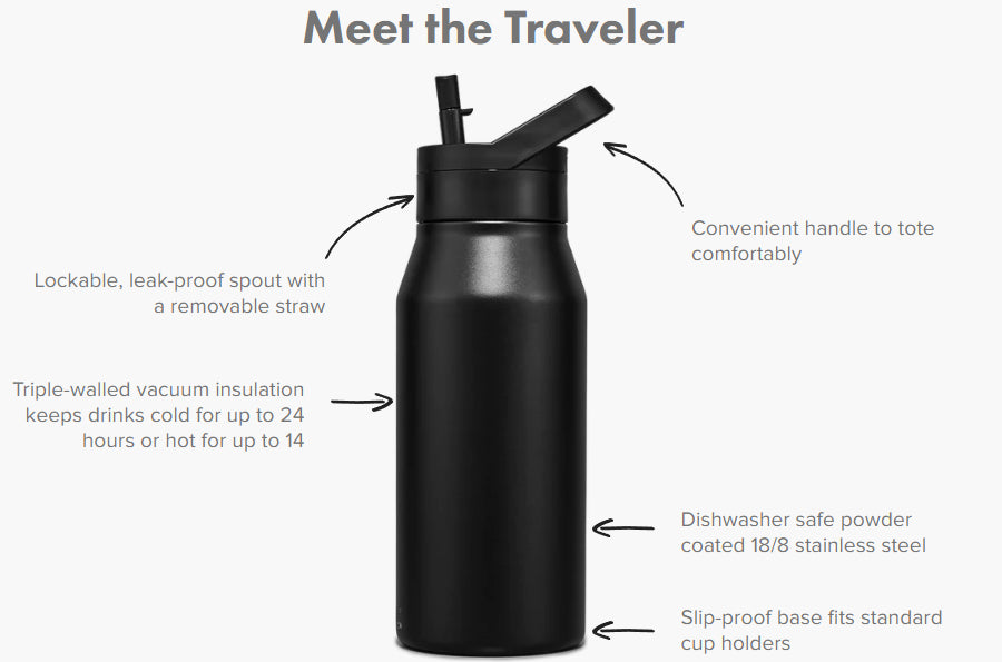 Vaneli's 32oz Black Sports Cap Traveler – Vaneli's Handcrafted Coffee